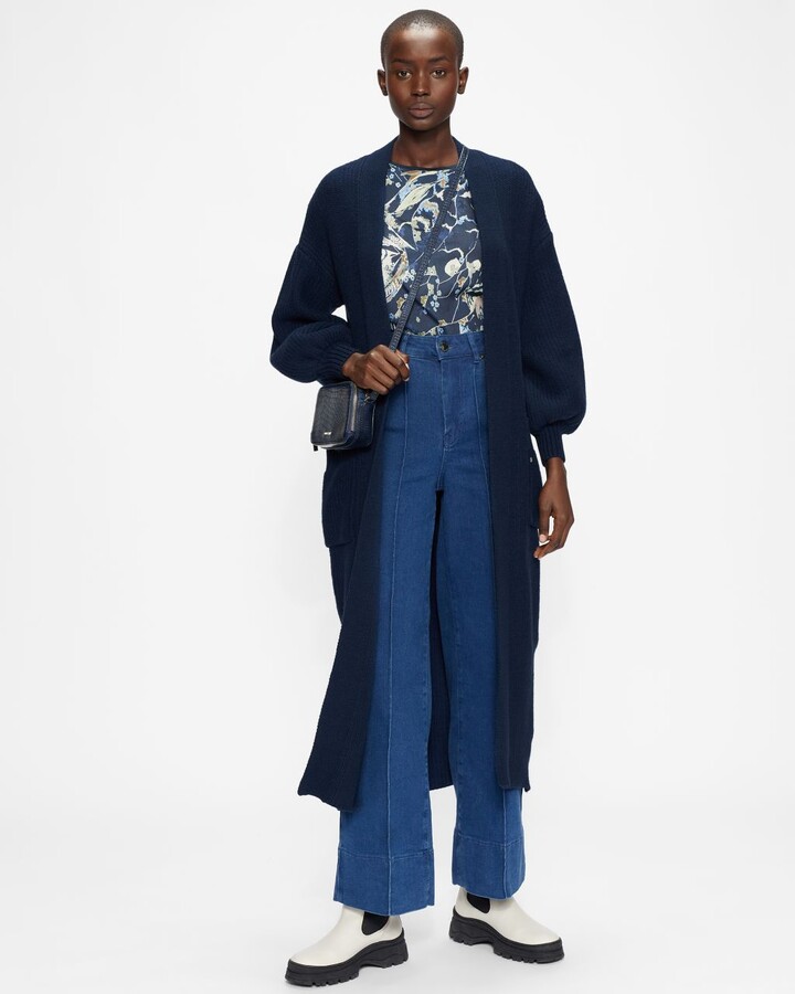 Ted Baker Floor Length Edge To Edge Cardi in Dark Navy - ShopStyle