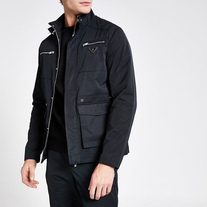 River Island MCMLX black longline racer jacket - ShopStyle