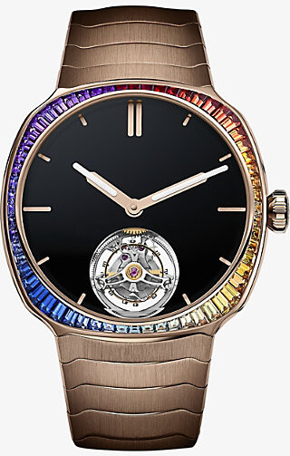 H.moser & Cie Mens Black 6804-0401 Streamliner Tourbillon Rose-gold and ...