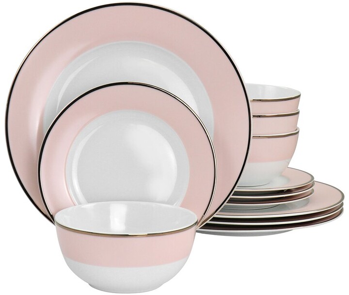 Martha Stewart Gold Rimmed 12Pc Fine Ceramic Dinnerware Set - ShopStyle