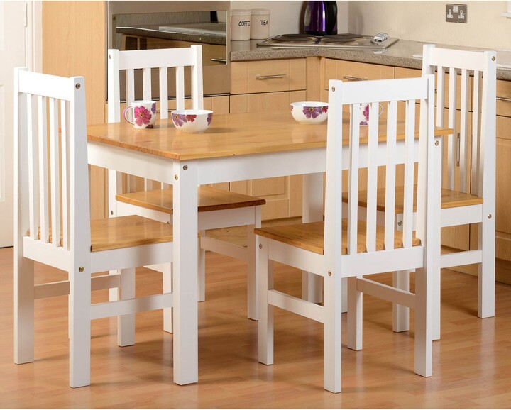 Dunelm Ludlow Rectangular Dining Table with 4 Chairs, White White ...