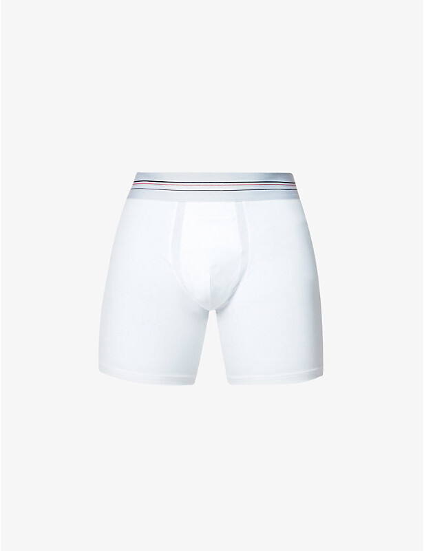 Spanx Mens White Sculpt mid-rise regular-fit stretch-cotton boxers S ...