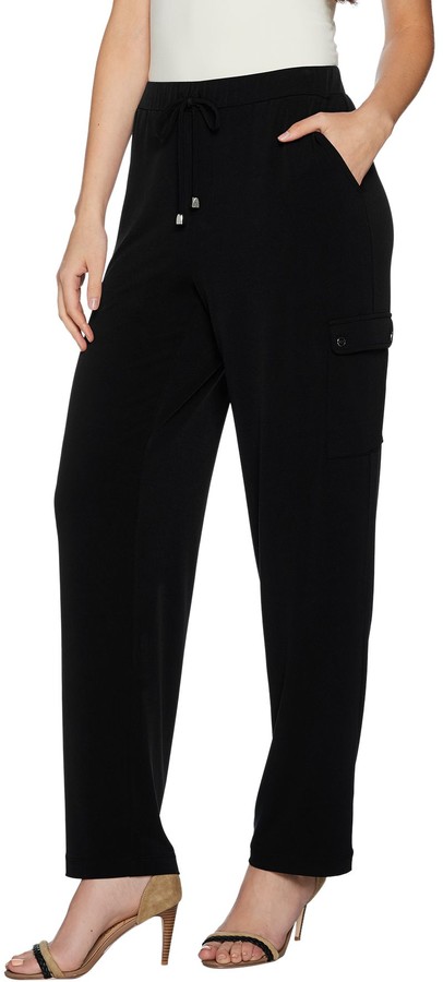 Susan Graver Petite Liquid Knit Pull-On Cargo Pants - ShopStyle