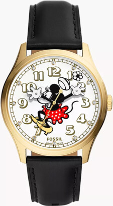 Fossil Disney x Special Edition Three-Hand Black Leather Watch - ShopStyle