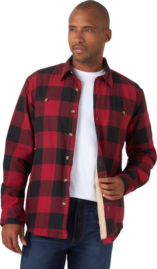 Wrangler Authentics Men's Long Sleeve Sherpa Lined Flannel Jacket Shirt ...