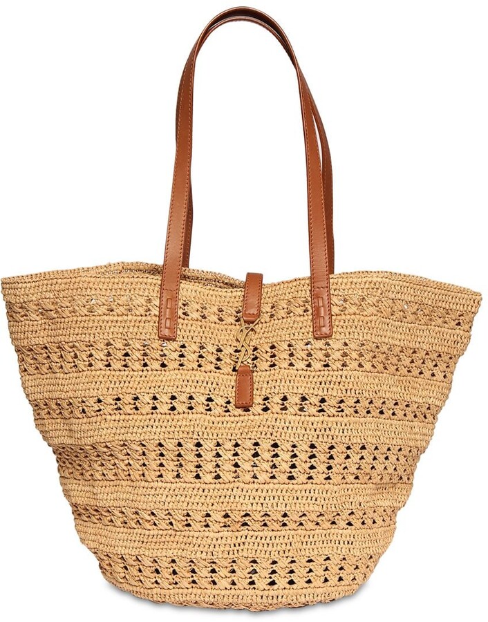 Saint Laurent Small raffia panier bag - ShopStyle
