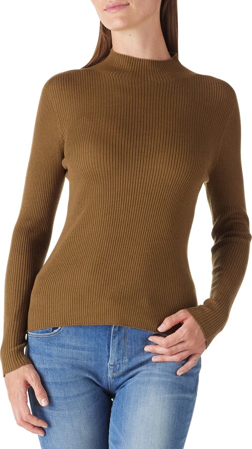 SOPHIA YANG Women's 100% Merino Wool Sweater Seamless Cowl Neck Slim Fit Long Sleeve Solid Rib ...