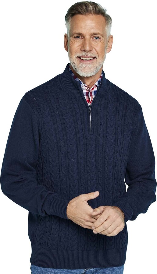 Pegasus | Mens | Cotton Cable 1/4 Zip Jumper | Navy - ShopStyle Half ...