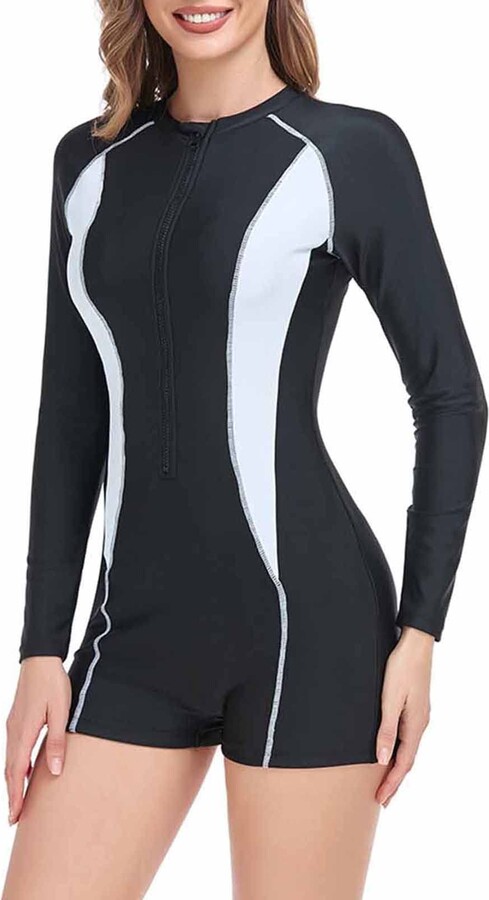 KBOPLEMQ Wetsuit Women's Surf Suit Swimsuit with Leg Zip One-Piece Rash ...