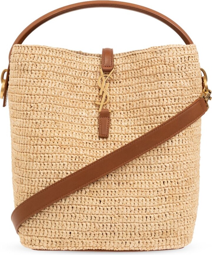 Saint Laurent LE 37 raffia bucket bag - ShopStyle