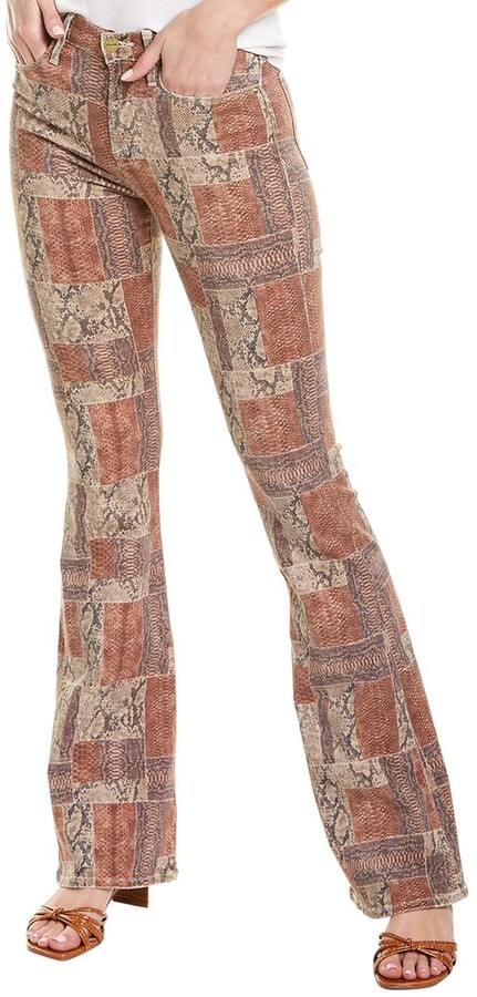 Frame Denim Le High Sepia Patchwork Snake Flare Jean - ShopStyle