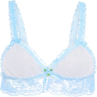 Satini Sissy Frilly Lace Fitted Sheer Bralette (Baby Blue - White ...