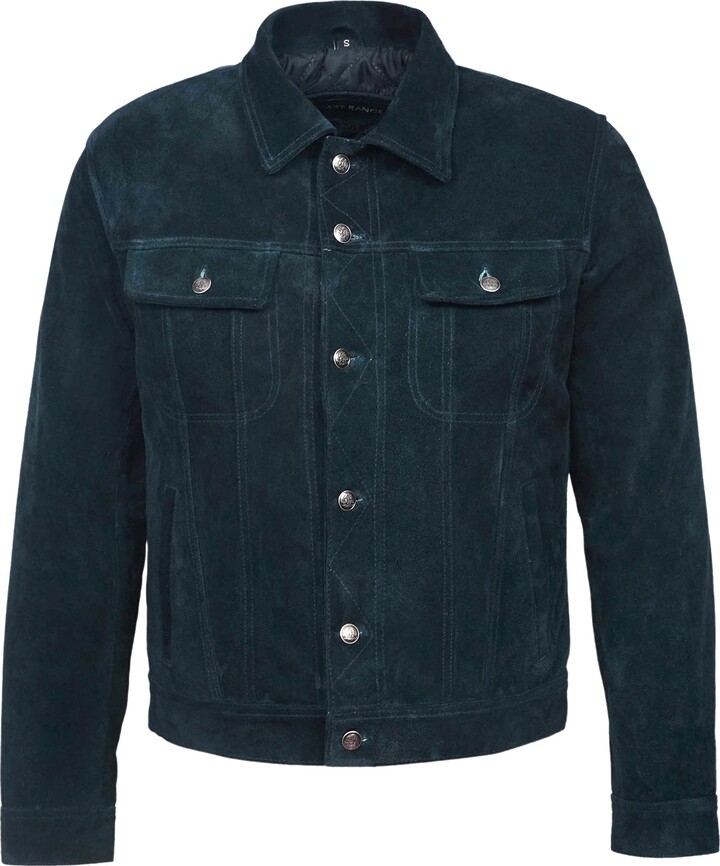 Smart Range Leather 'Trucker' New Men's Navy Blue Suede Classic Real ...