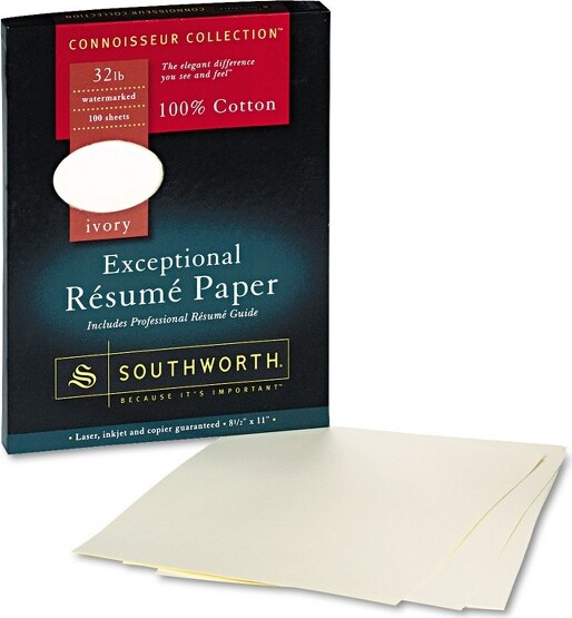 Southworth 100% Cotton Resume Paper 32 lbs. 8-1/2 x 11 Ivory Wove 100 ...
