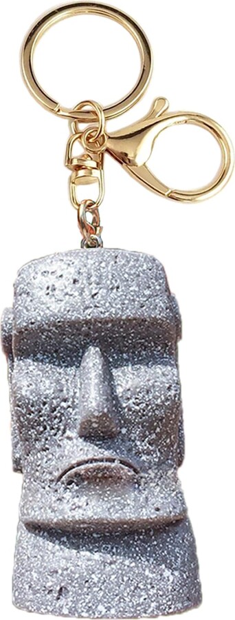Generic Durable Moai Figure Keychain Funny Rapa Statue Keyrings Map Key ...