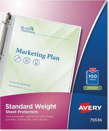 Avery G Top-Load Sheet Protector - Standard, Letter - Semi-Clear - Case ...