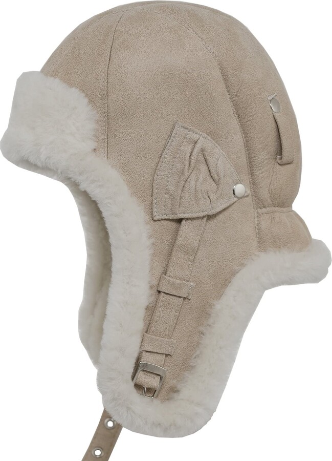 Sterkowski Bomber | Natural Shearling Leather Trapper Cap | Russian Hat ...