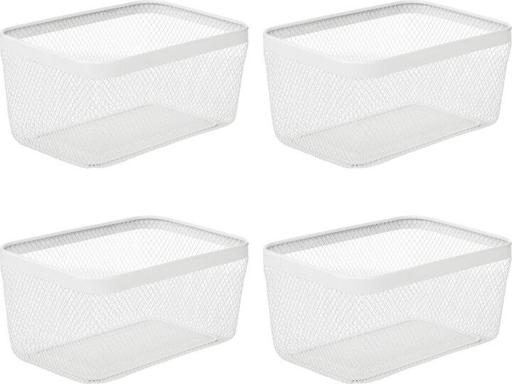 mDesign Steel Food Storage Organizer Bin Mesh Basket for Pantry - 4 ...