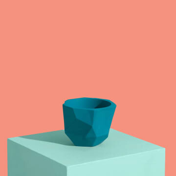 Misshandled Medium Teal Block Colour Plant Pot 11cm / / Jesmonite ...