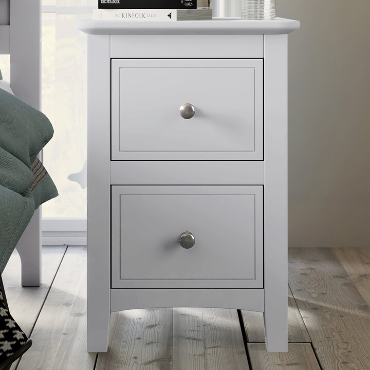 GREATPLANINC Modern Simple Bedside Table with 2 Drawer Solid Wood ...