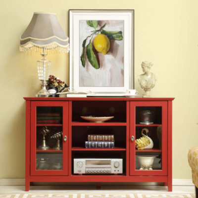Mercer41 Storage Buffet Cabinet/Sideboard/TV Console With Glass Doors ...