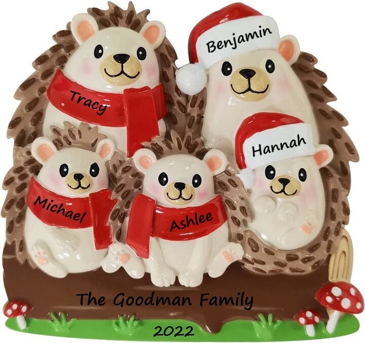 Etsy Hedgehog Family Of 5 Personalized Christmas Ornament 2024 Forest ...