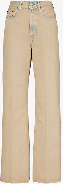 Acne Studios Womens Light Sand Brand-patch Wide-leg High-rise Denim ...