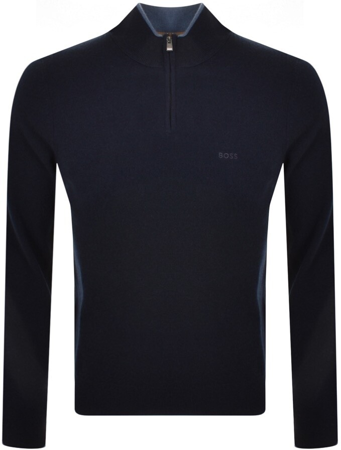 Boss Business BOSS Barlo Half Zip Knit Jumper Navy - ShopStyle