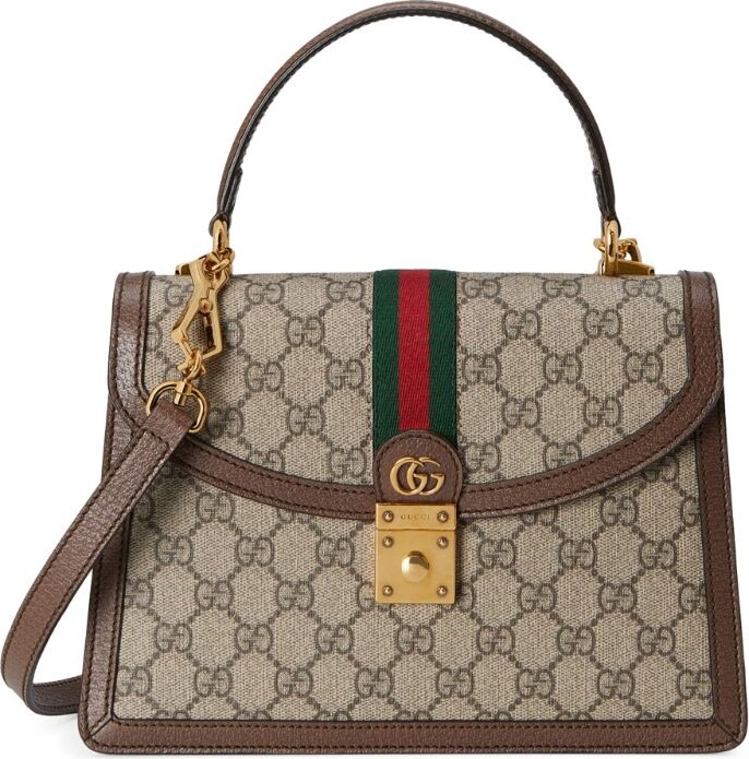 Gucci Small Leather-Trim Ophidia Gg Top-Handle Bag - ShopStyle