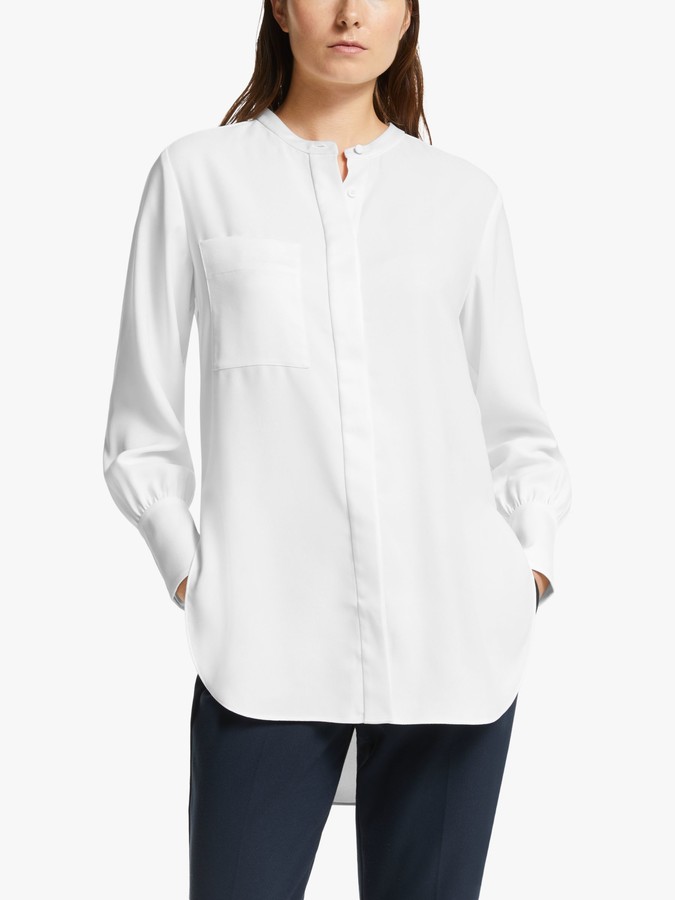 Modern Rarity Satin Pocket Shirt, Ivory - ShopStyle Tops