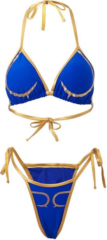 BridgeRcos Women's Chun Li Cosplay Swimsuit Blue Sexy Bikini Bathing ...