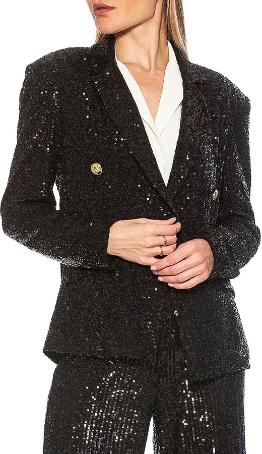 Alexia Admor Abbi Double Breasted Sequin Blazer - ShopStyle