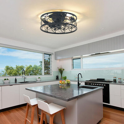 17 Stories 18In Caged Ceiling Fan With Light,Rustic Farmhouse Ceiling ...