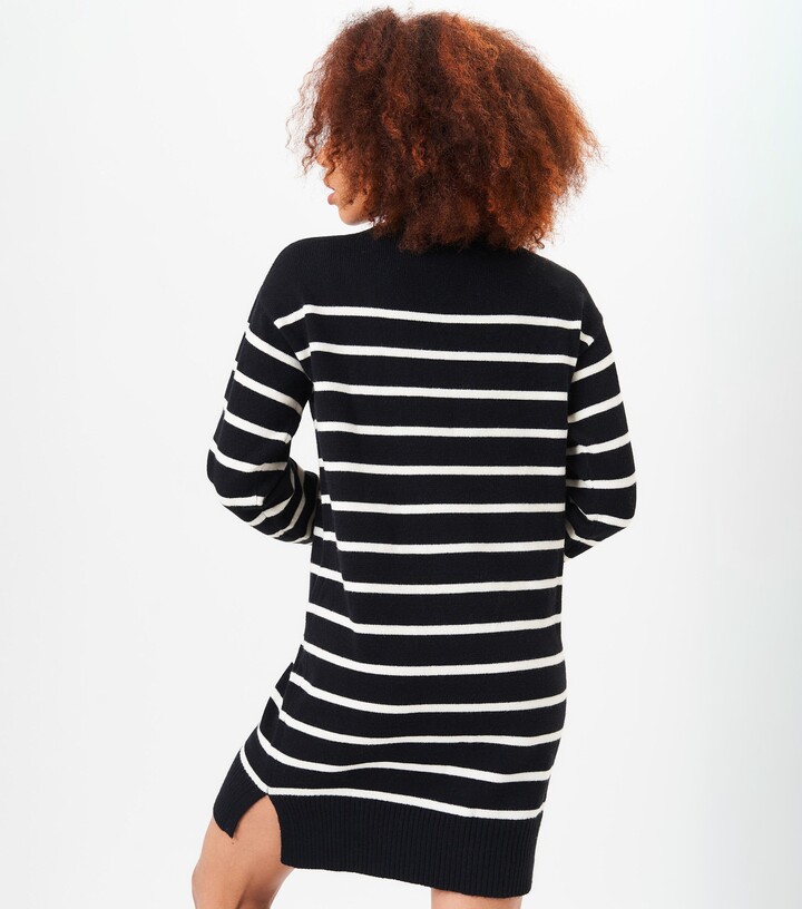 Gini London Black Striped Knit Midi Dress - ShopStyle