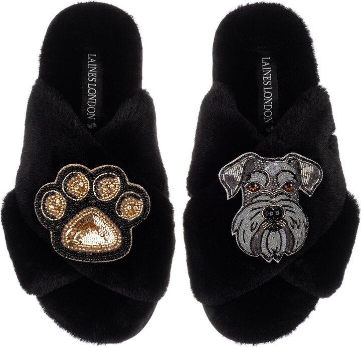 Laines London Classic Laines Slippers With Ernie The Schnauzer & Paw ...