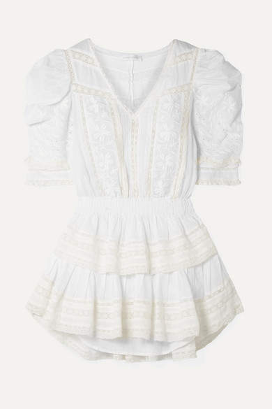 LoveShackFancy Marissa Tiered Crochet-trimmed Broderie Anglaise Cotton ...