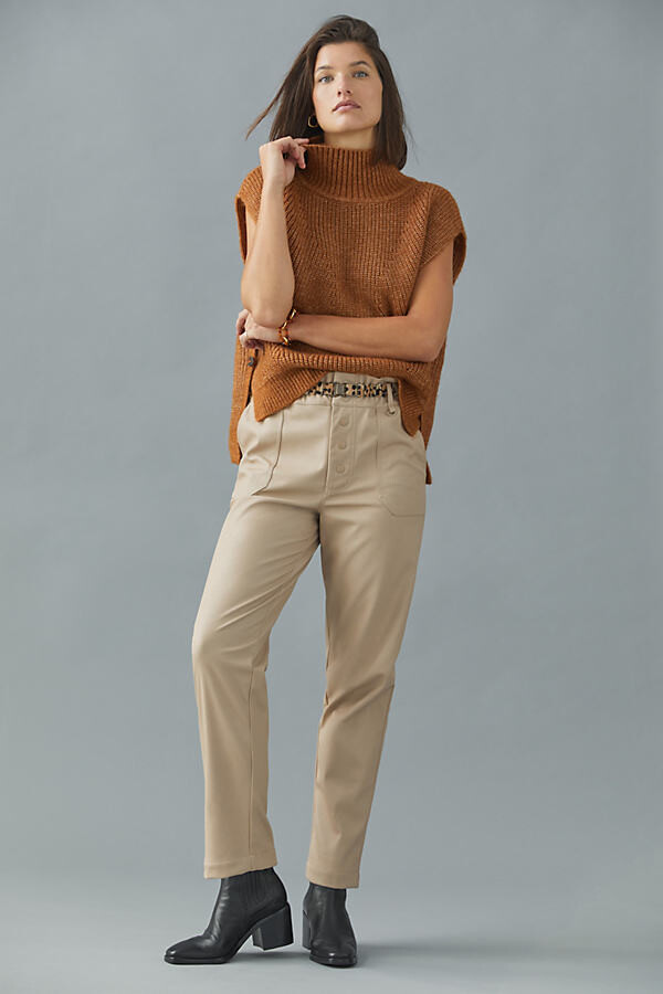 Magali Pascal Laurent Faux Leather Pants Beige - ShopStyle Trousers
