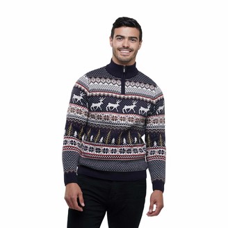 Broken Standard Mens Reindeer Lapland Quarter Zip Funnel Neck Christmas ...