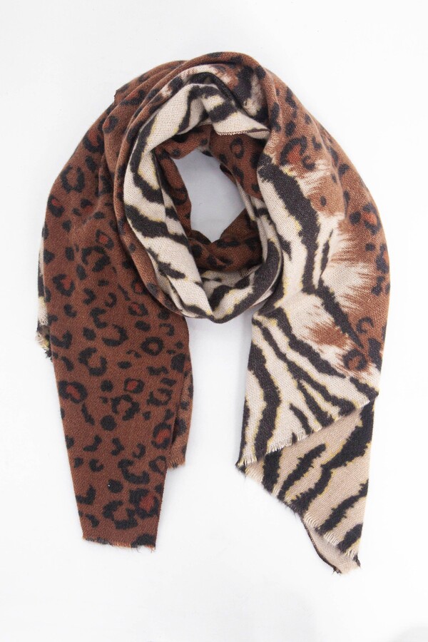 Sarta Elsa Midweight Scarf - Neutral, Contrasting Animal - ShopStyle ...