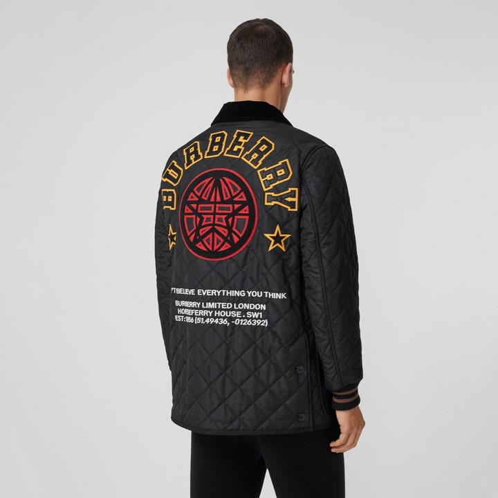 Burberry Varsity Graphic Diamond Quilted Barn Jacket - ShopStyle