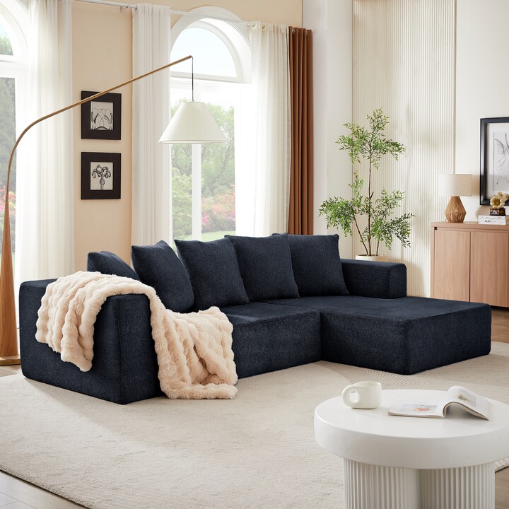 Sunmory Minimalist Modular Sectional Sofa Chenille L-Shaped Sofa Couch ...