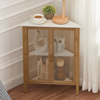 VECELO, Triangular Corner Cabinet with 3-tier Storage Shelves For Small ...