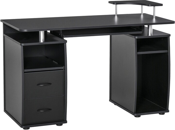 HOMCOM Multi Storage Computer Work Desk Table with Drawer Keyboard Tray ...