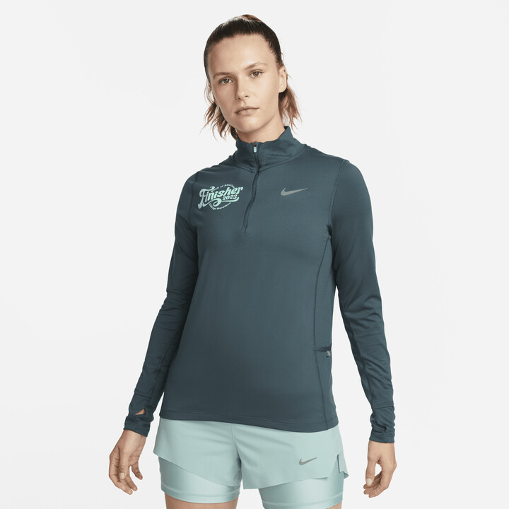 Nike Women's Dri-FIT Element 1/2-Zip Running Top in Green - ShopStyle