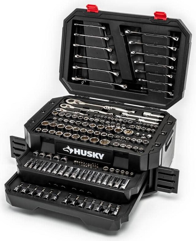 Husky 1/4 in., 3/8 in. and 1/2 in. 72-Tooth Ratchet Mechanics Tool Set ...
