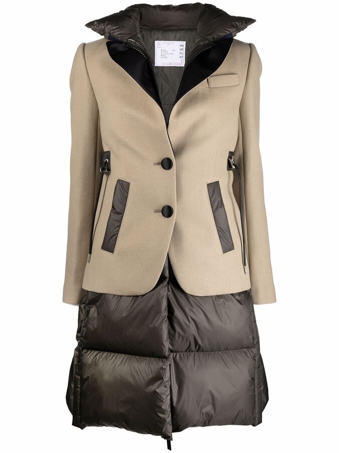 Sacai Tailor-Layered Puffer Coat - ShopStyle