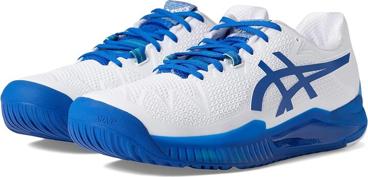 Asics Gel-Resolution 8 Tennis Shoe (White/Tuna Blue) Men's Tennis Shoes ...