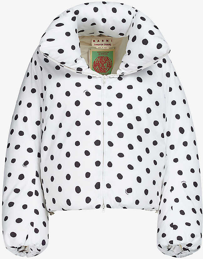 Marni Womens tone White Polka-dot High-neck hell Jacket - ShopStyle ...
