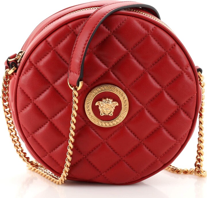 Versace La Medusa Round Camera Bag Quilted Leather Small - ShopStyle