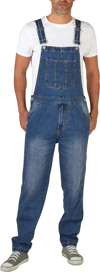 Generic Mens Denim Dungarees Work Fashion Dungaree Casual Overalls ...